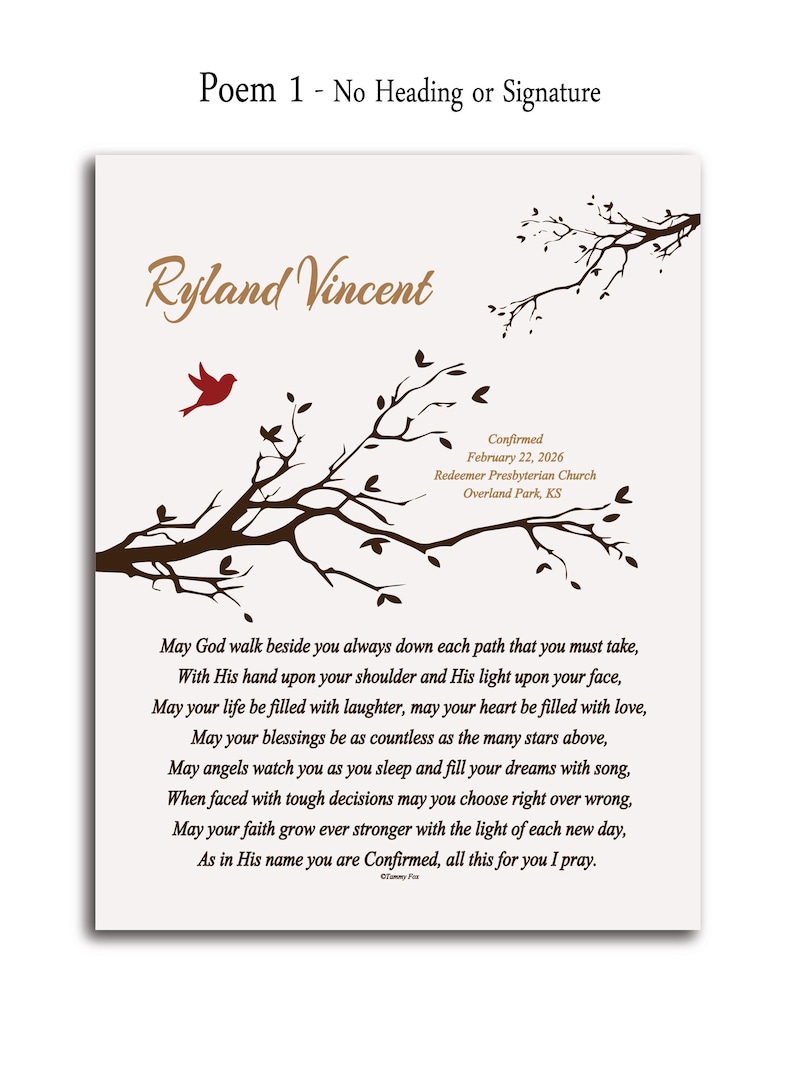 Personalized Grandson Confirmation Poem Print, Keepsake Gift - Etsy.de