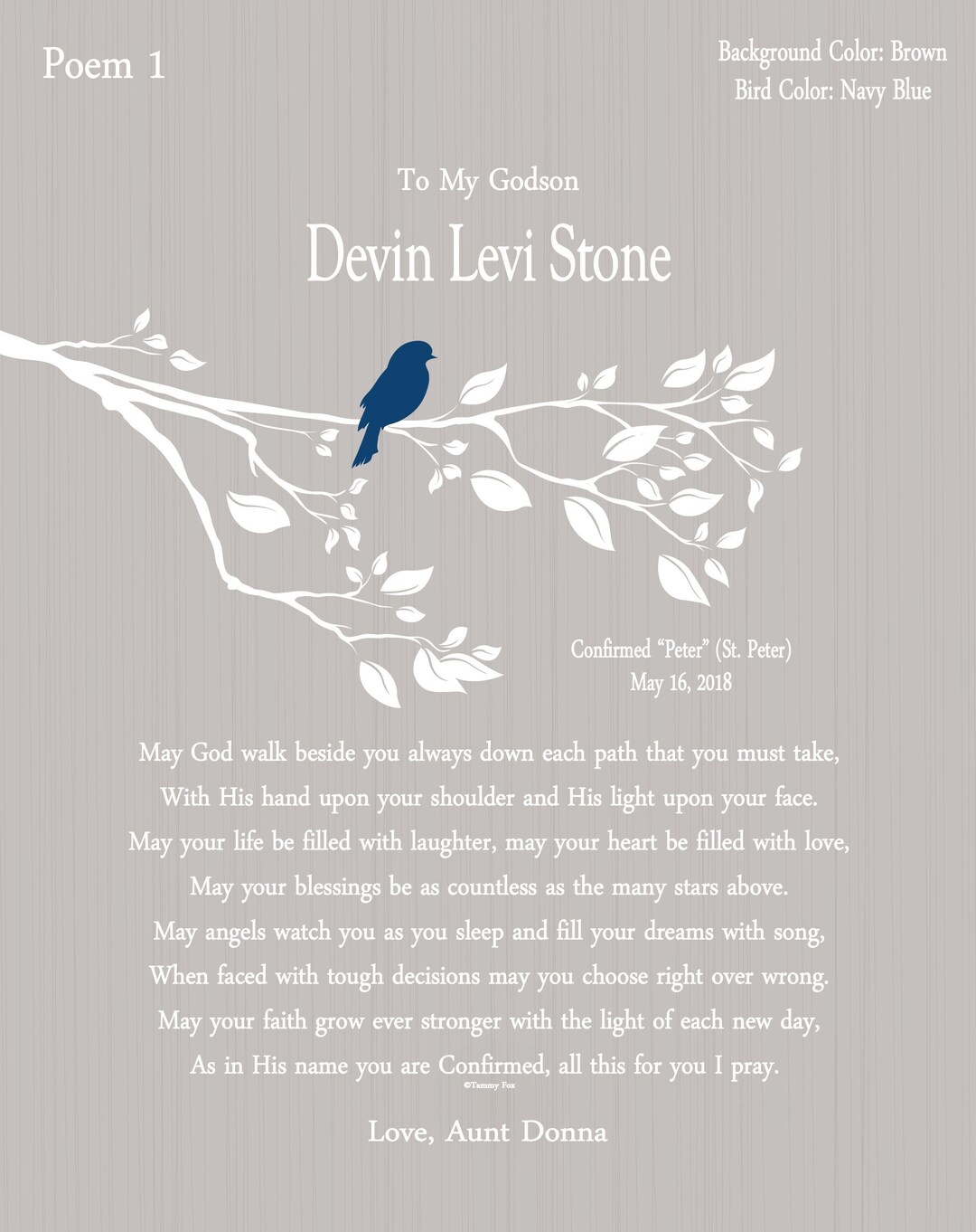 Personalized Confirmation Gift: Custom Poem Print for Godson, Grandson ...