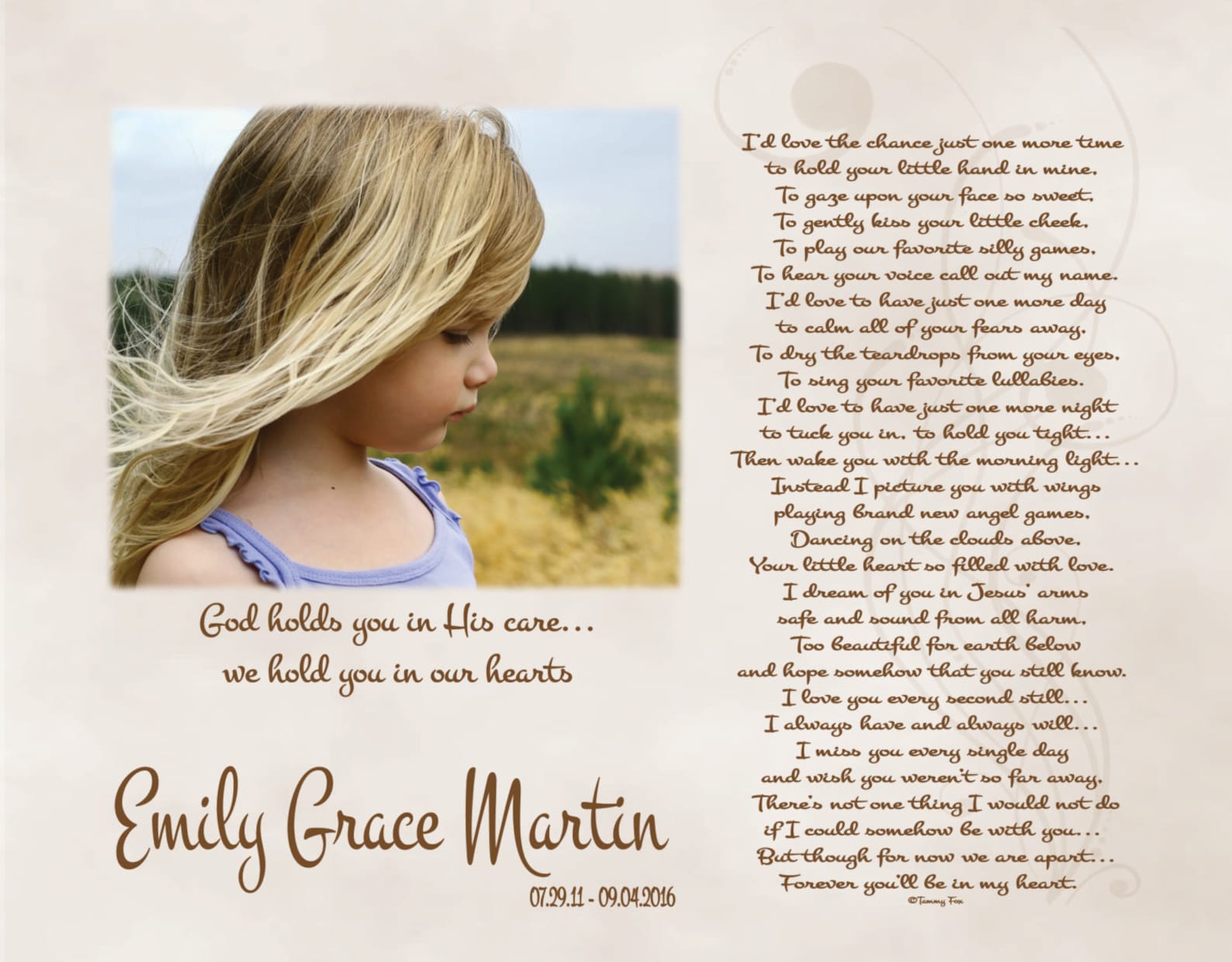 Child Memorial Print-in Memory of Daughter-in Memory of - Etsy