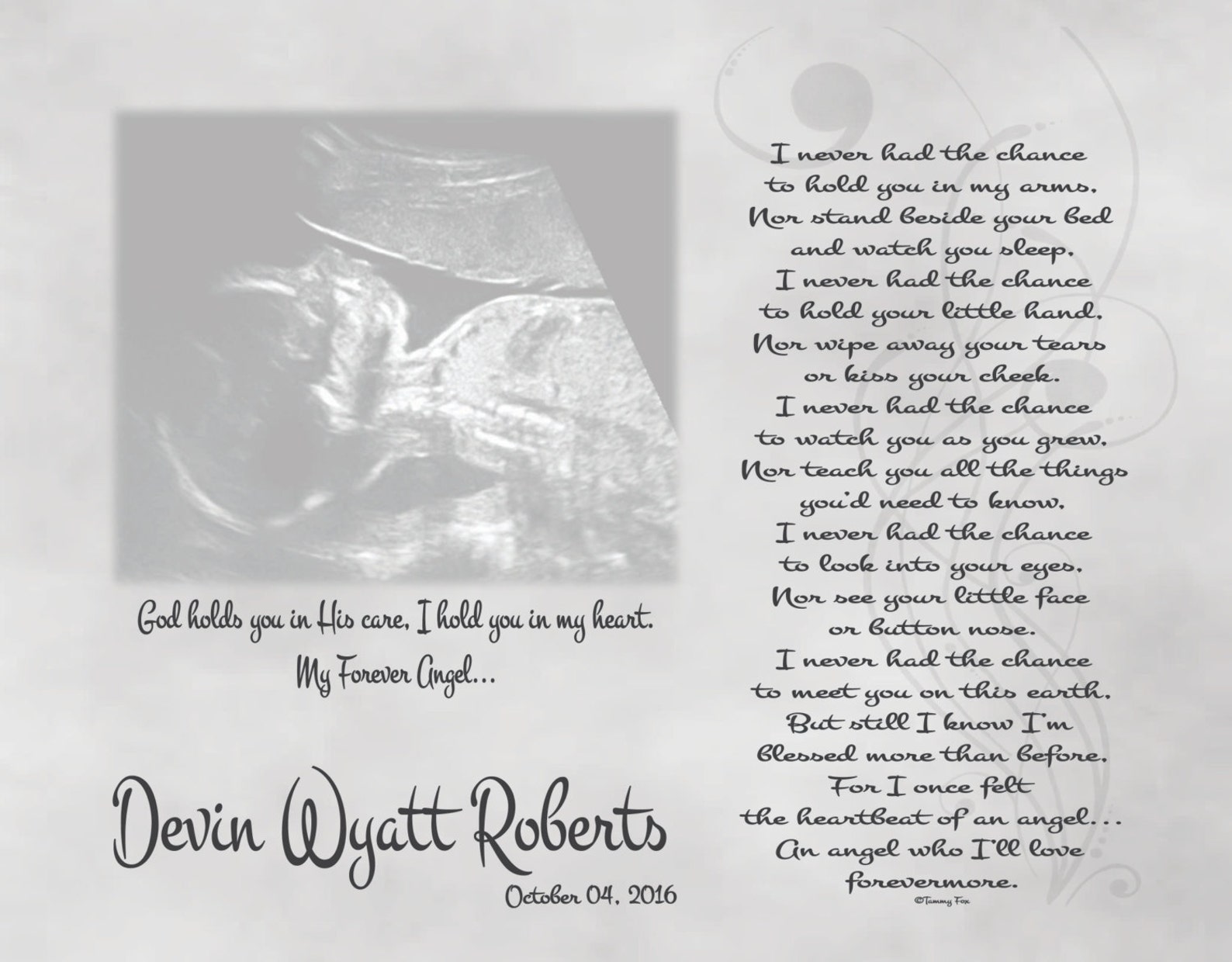 Miscarriage Memorial Poem-loss of Unborn Baby-in Loving Memory-sympathy ...