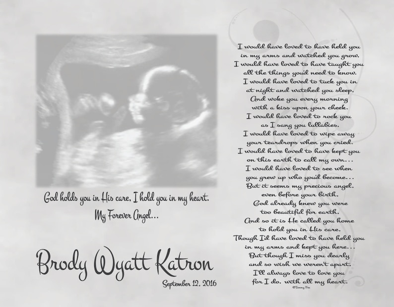 Miscarriage Memorial Poem-loss of Unborn Child-personalized - Etsy
