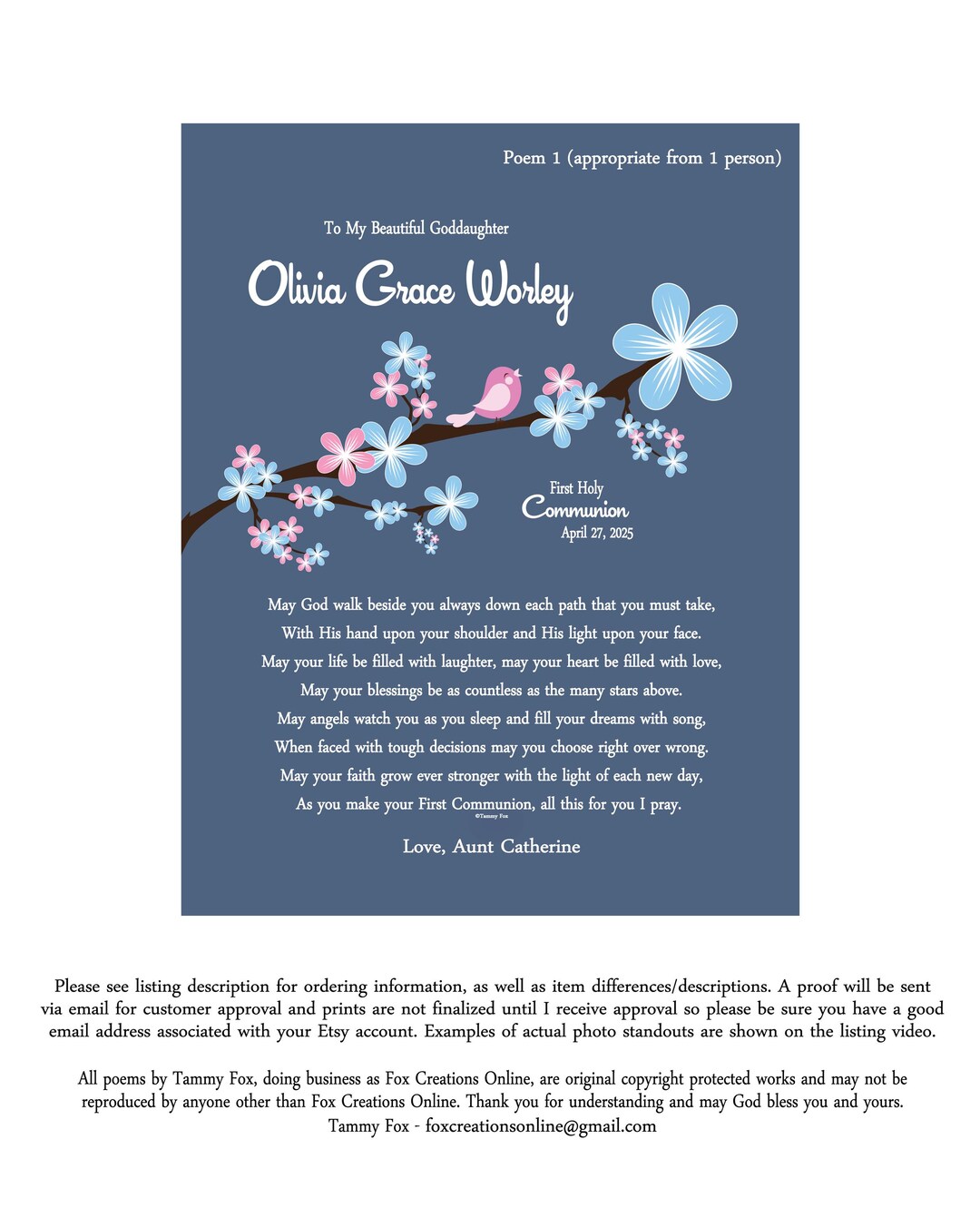 Godchild Gifts for First Holy Communion, Personalized Photo Print ...