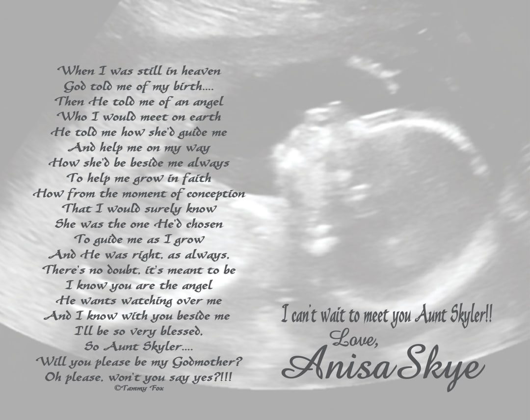Personalized Godparent Proposal Poem: Unborn Baby Sonogram Print (8x10 ...