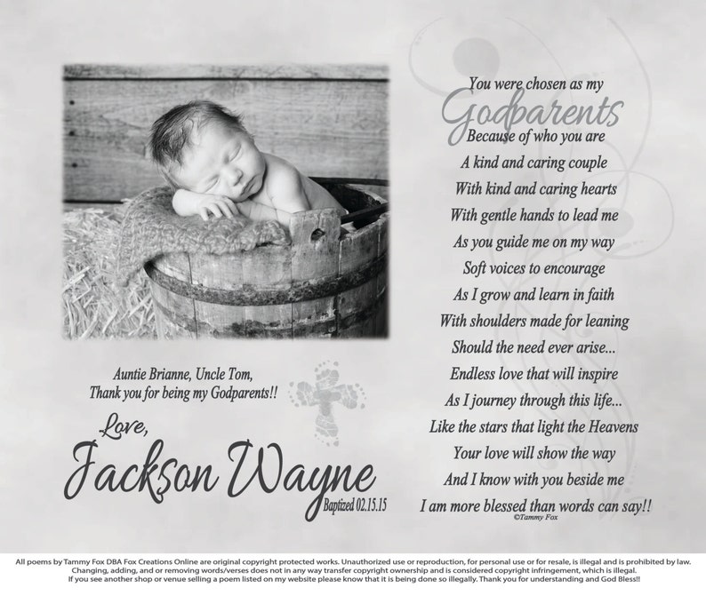 Personalized Godparent Poem Print: Godmother, Godfather, Godparents ...