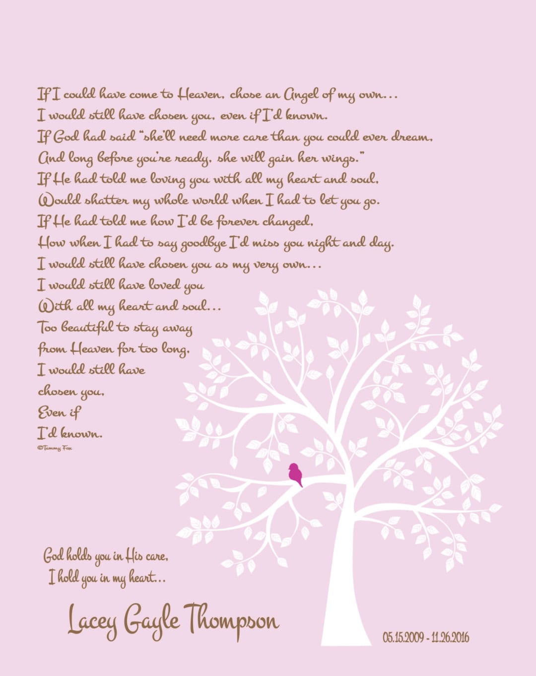 Daughter Memorial Poem Print: Childhood Cancer Sympathy Gift - Etsy