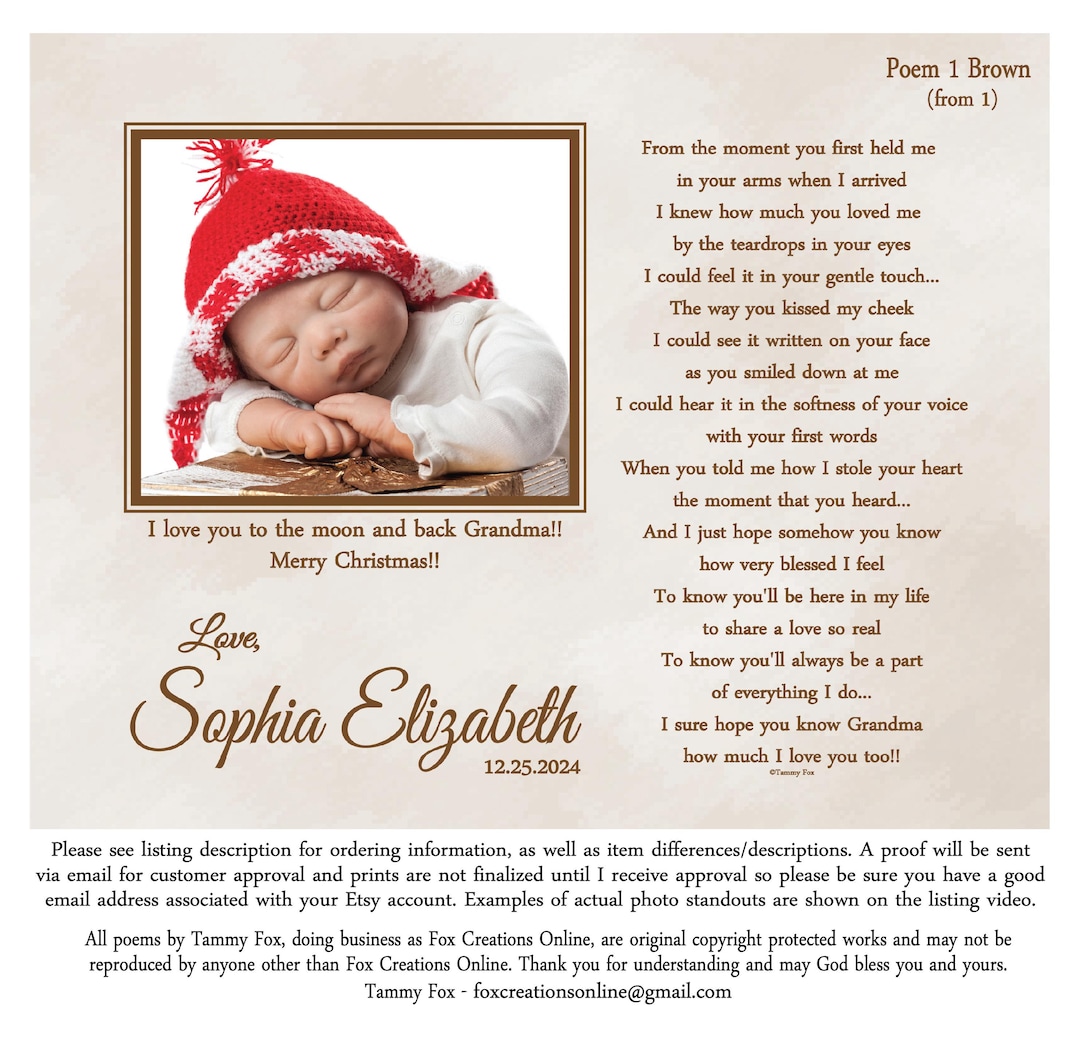 Christmas Gift for Grandma from Grandchild, Personalized Photo Gift ...