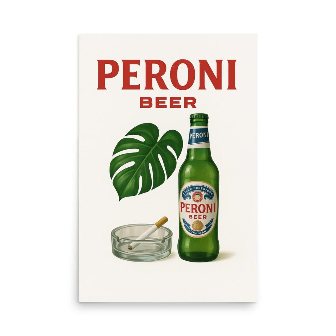 Peroni Beer Art Poster – Home Bar Wall Decor, Beer Poster, Man Cave ...