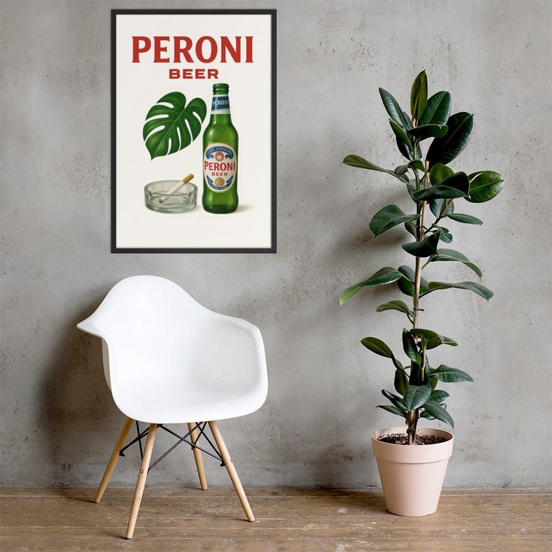 Peroni Beer Art Print – Home Bar Wall Decor, Beer Poster, Man Cave Gift ...