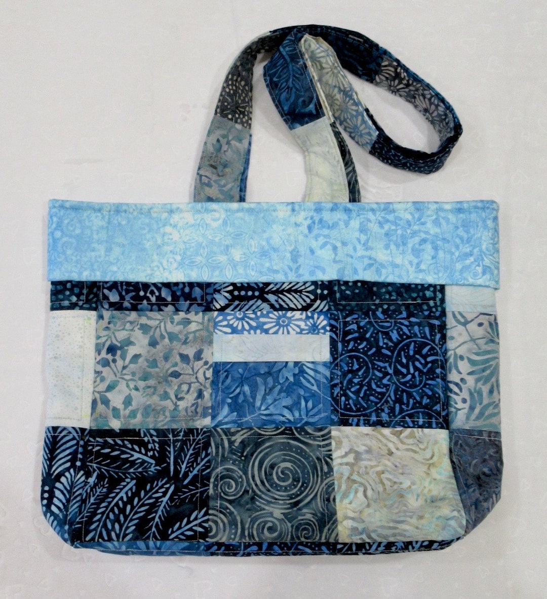 Blue Quilt Square Tote Bag - Etsy