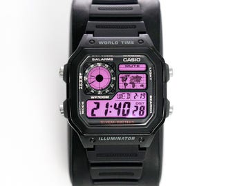 Custom Casio AE1200 Watch - Negative Display Mod -world Time- Digital ...