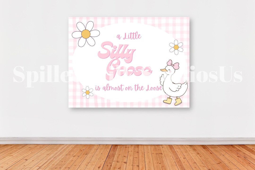 Silly Goose Baby Shower Banner | Pink Gingham Baby Girl Party Sign ...