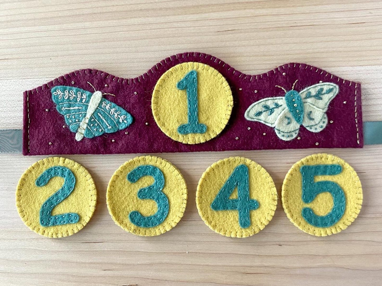 Moth Felt Birthday Crown, Kids First Birthday Party Hat, Waldorf ...