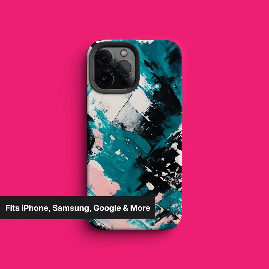Teal and Pink Abstract Brush Stroke Phone Case for Iphone, Samsung ...