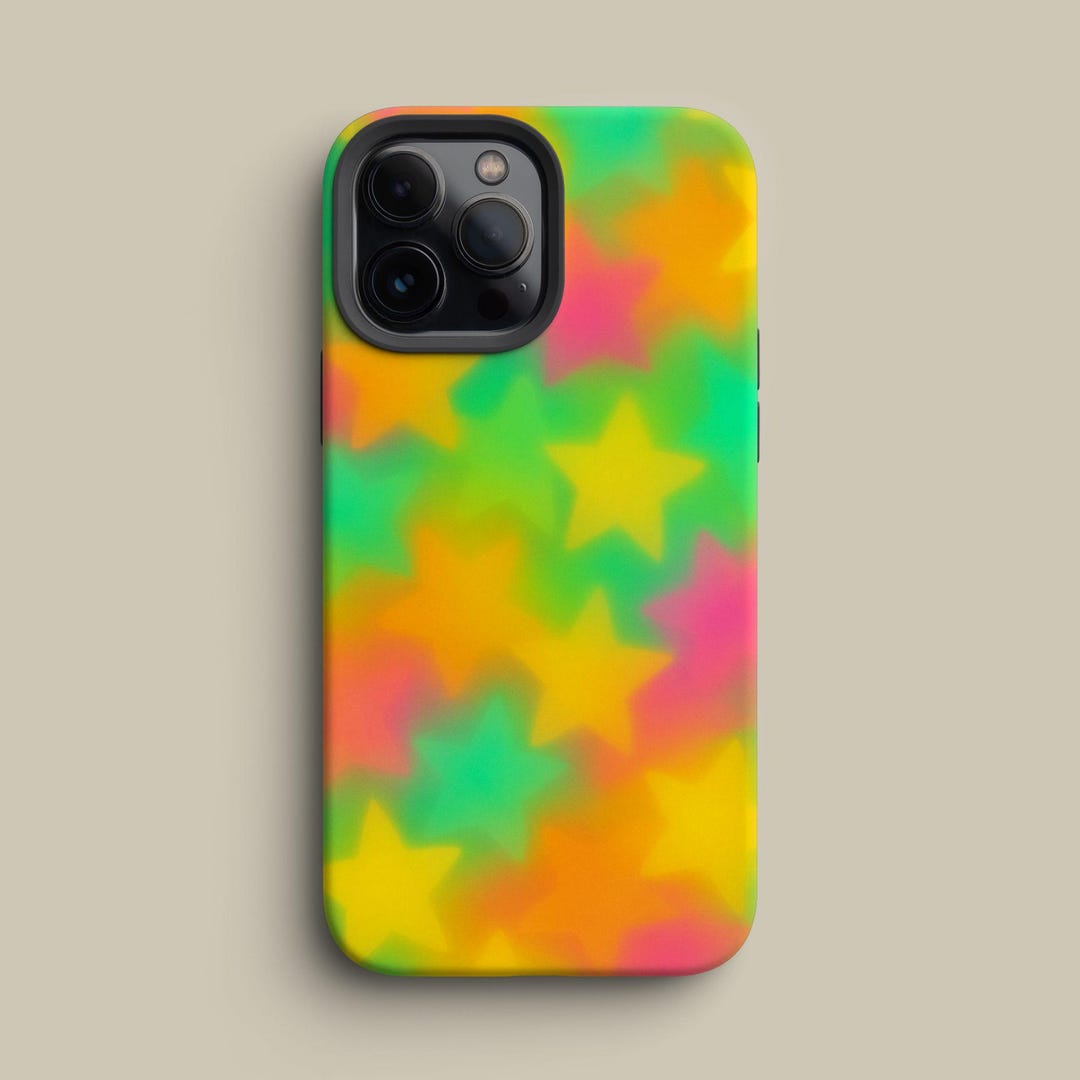 Neon Stars Phone Case | Y2K Protective Cover for iPhone 17 16 15 14 13 ...
