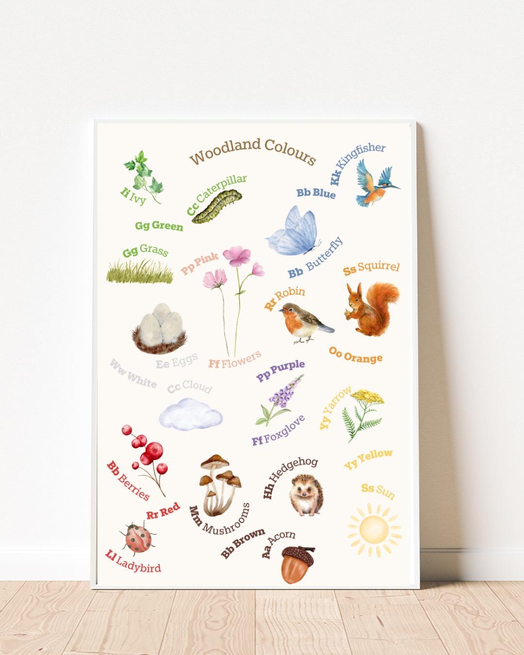 Woodland Colours Print, Digital Poster, Homeschool Poster, Playroom ...