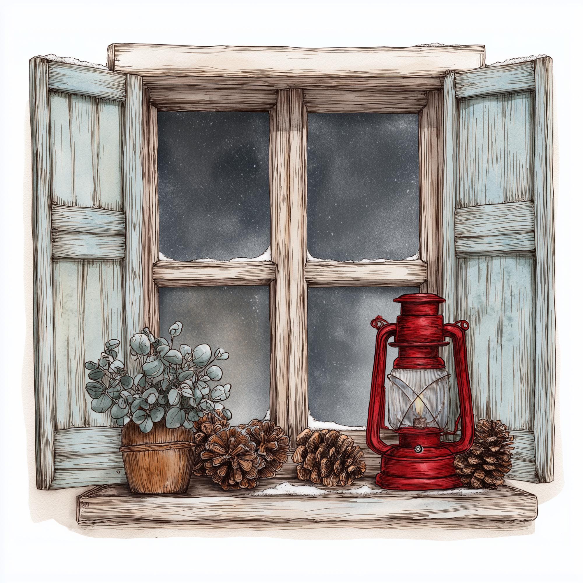 Winter Window View, Christmas Scene Clipart, Charming Window, 16JPEG ...