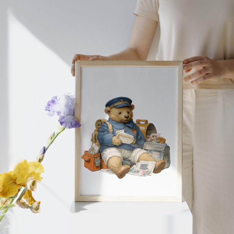 Vintage Postman Bear Clipart: Printable Pngs for Junk Journals ...