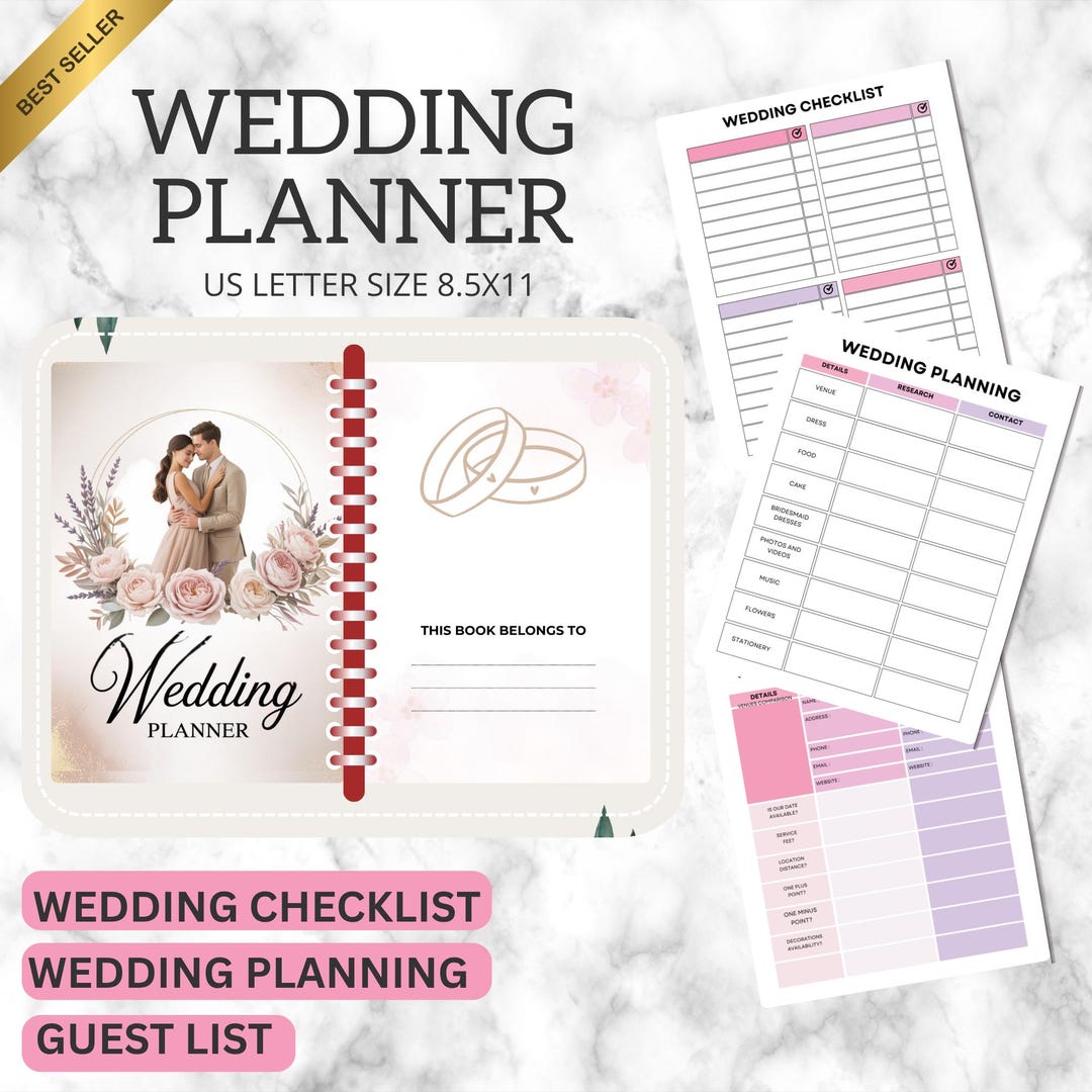 Wedding Planner Printable: Budget, Guest List, & Vendor Management (PDF ...