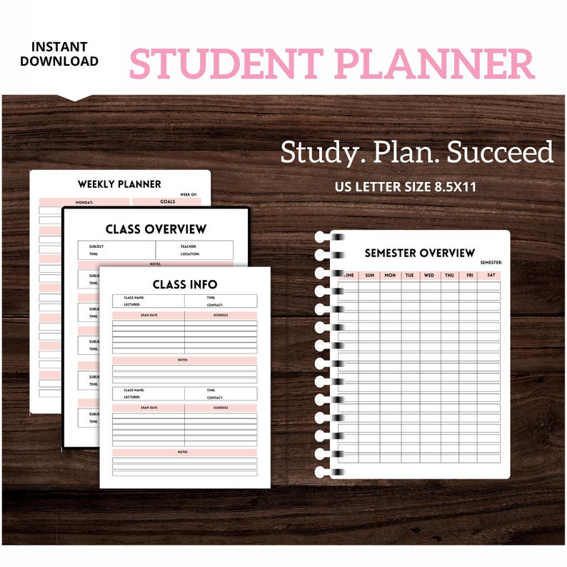 Kids School Planner Printable: Homework Tracker, Routine Chart (PDF ...