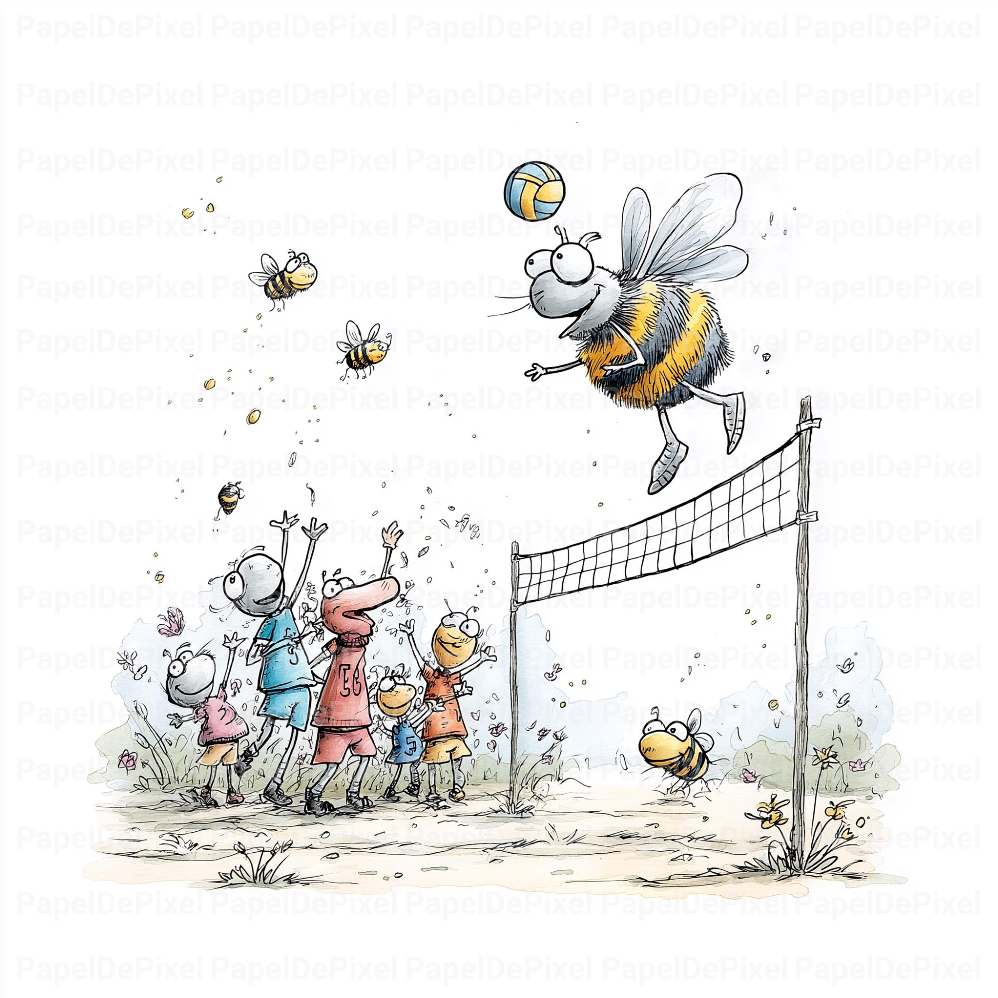 Sporty Bees Clipart: Funny Quirky Bee, Watercolor Bee Illustrations for ...