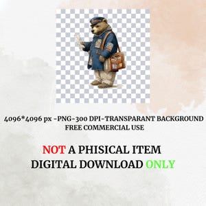 Vintage Postman Bear Clipart: Printable Pngs for Junk Journals ...