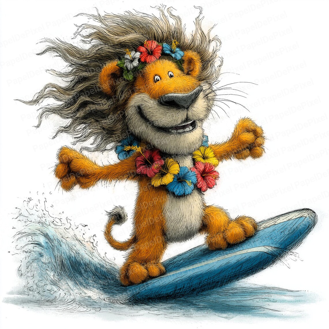 Watercolor Lion Clipart: Funny Animal Graphics for Junk Journals ...