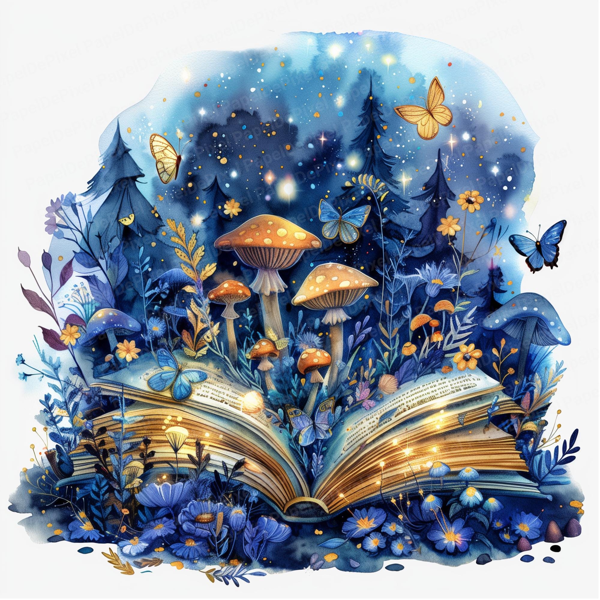 Magic Floral Book, Holy Books Clipart ,magical Flowers , Digital ...