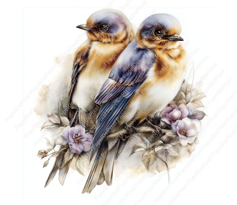 Cute Christmas Birds Clipart, Watercolor Winter Birds, Christmas Card ...