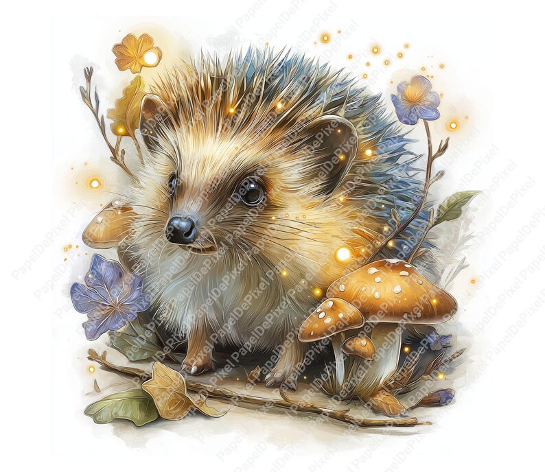Magical Hedgehog Clipart Bundle 19JPEG | Woodland Animal Art | Fantasy ...