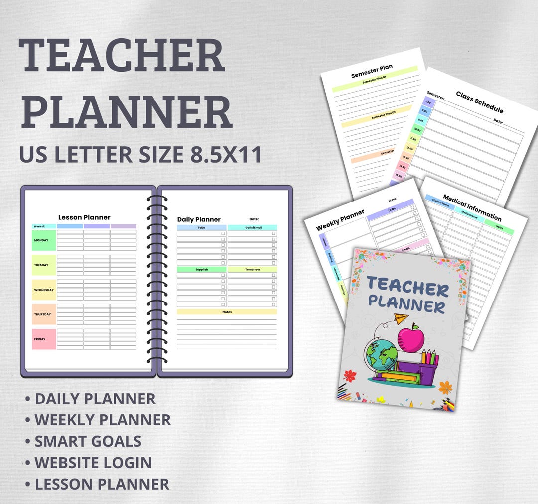 Teacher Planner Printable,teaching Planner, Daily Lesson Planner ...