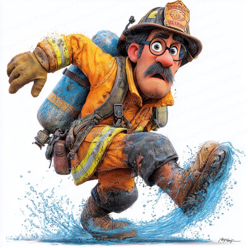 Funny Fireman Clipart: Quirky People, Funny Characters, Cartoon People ...