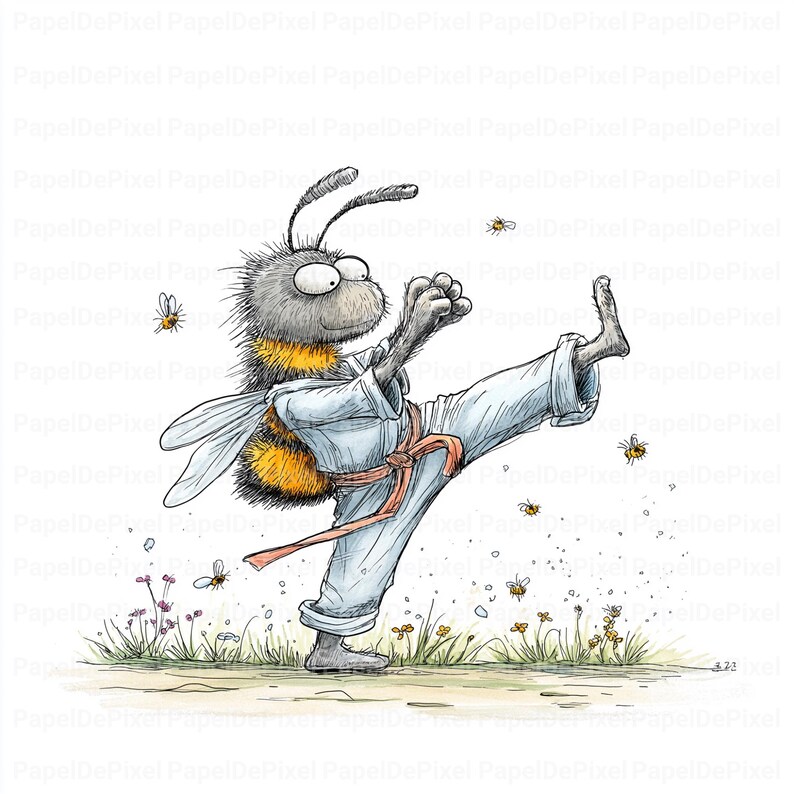Sporty Bees Clipart: Funny Quirky Bee, Watercolor Bee Illustrations for ...