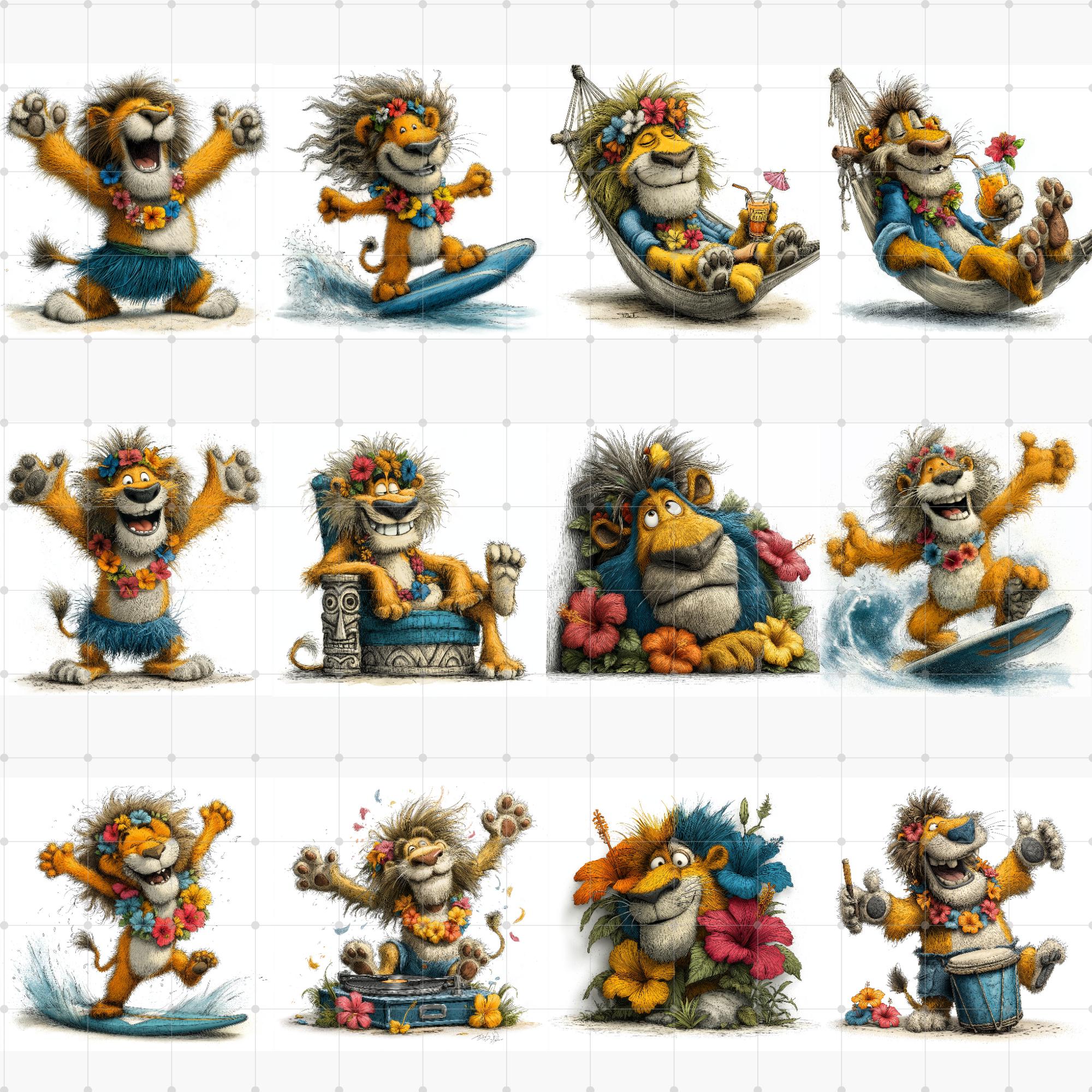 Watercolor Lion Clipart: Funny Animal Graphics for Junk Journals ...