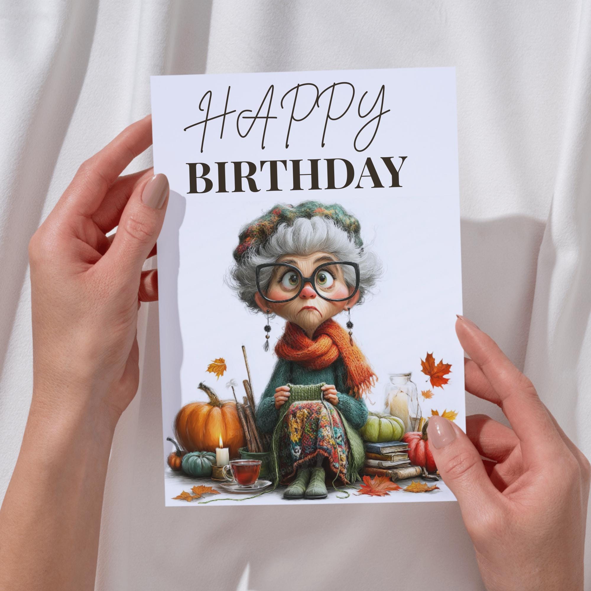 Autumn Fall Clipart : Quirky Old Ladies Clipart, Knitting Lady, Fall ...