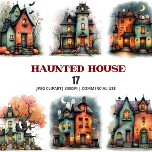 Haunted House Clipart Bundle, Whimsical Halloween House, Spooky ...