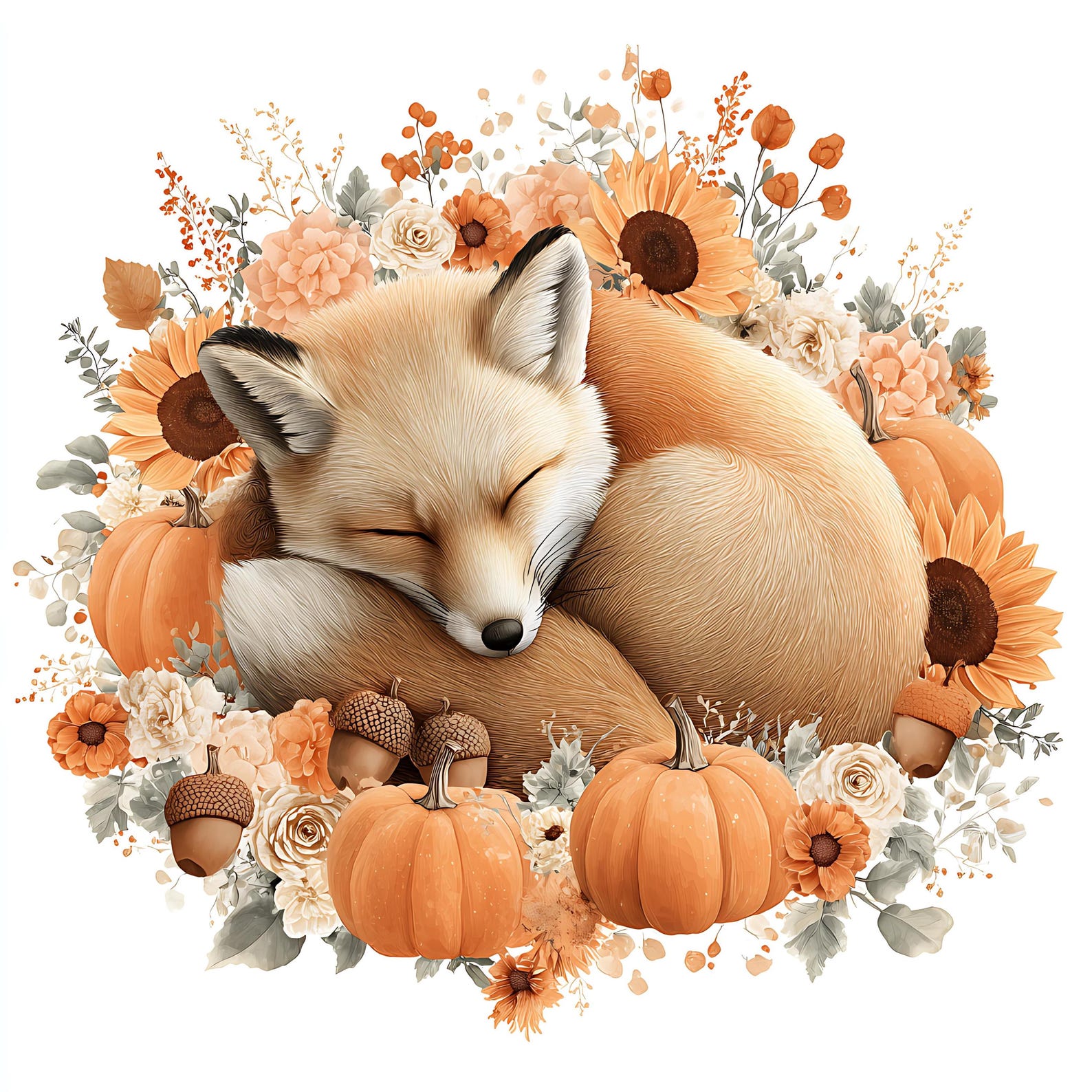 Cute Fall Fox, Fall Animal Clip Art, Printable Watercolor Fox Clipart ...