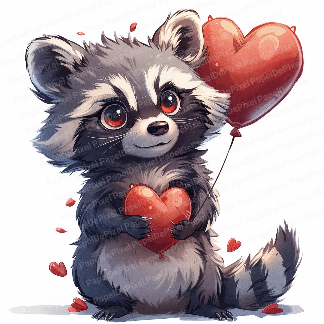 10 Cute Raccoon Clip Art, Cute Birthday Animals, Whimsical Baby Animal ...