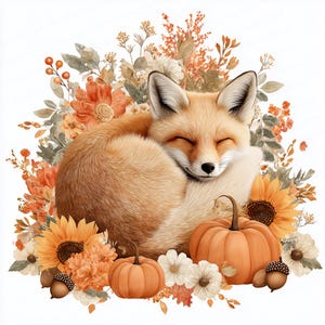 Cute Fall Fox, Fall Animal Clip Art, Printable Watercolor Fox Clipart ...