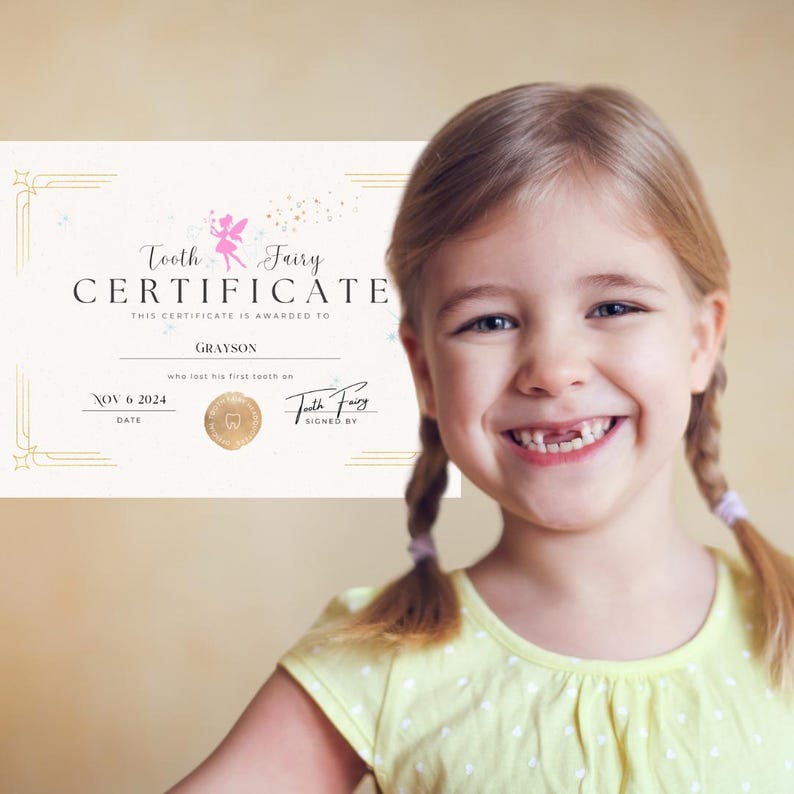 Tooth Fairy Certificate Set | Editable Boy & Girl Templates | First ...