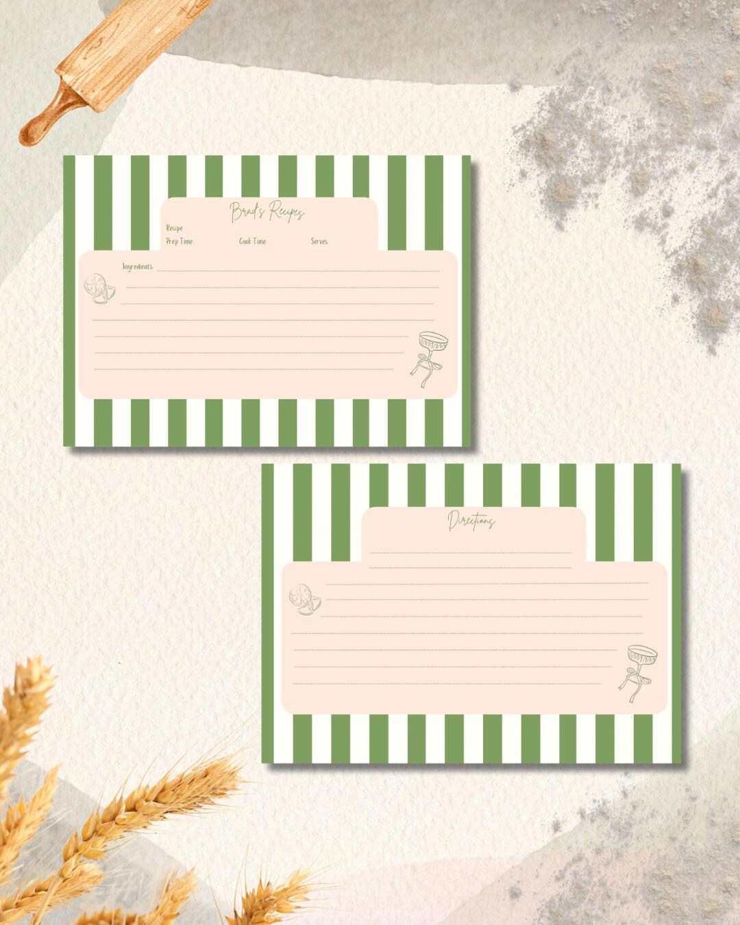 Editable Recipe Card Template | Blue & Pink Design | Printable Canva ...