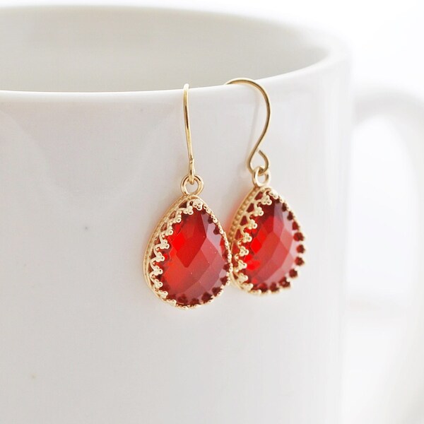 Red Glass Earrings - Etsy