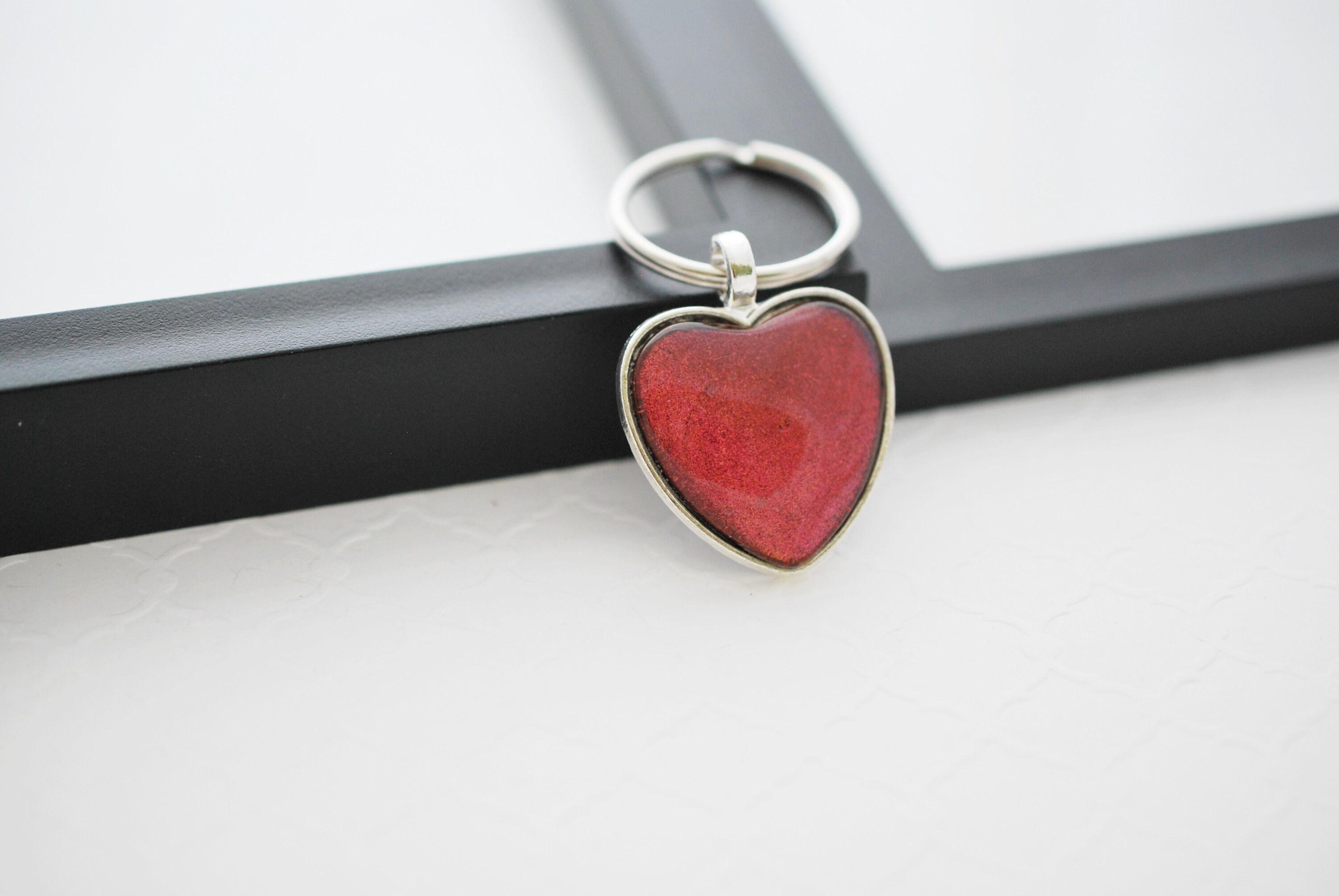 Red Keychain Red Key Ring Red Key Fob Glitter Keychain | Etsy