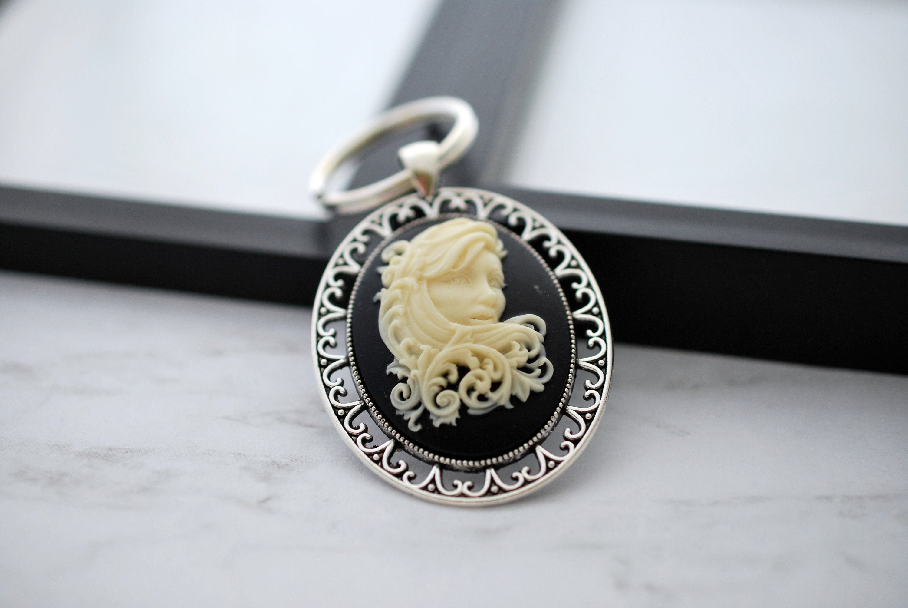 Goddess Keychain Cameo Keychain Goth Girl Lolita Black | Etsy