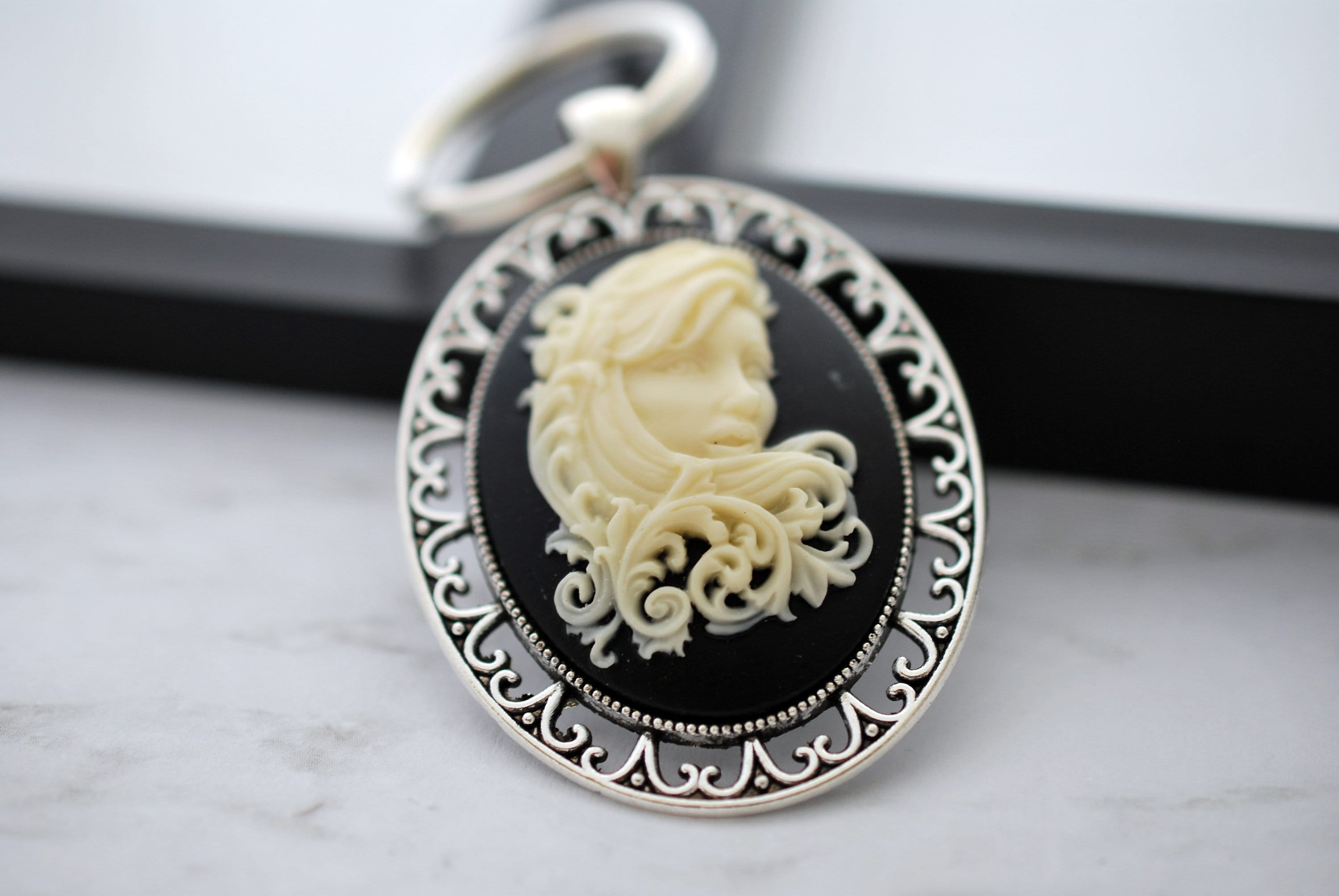 Goddess Keychain Cameo Keychain Goth Girl Lolita Black | Etsy