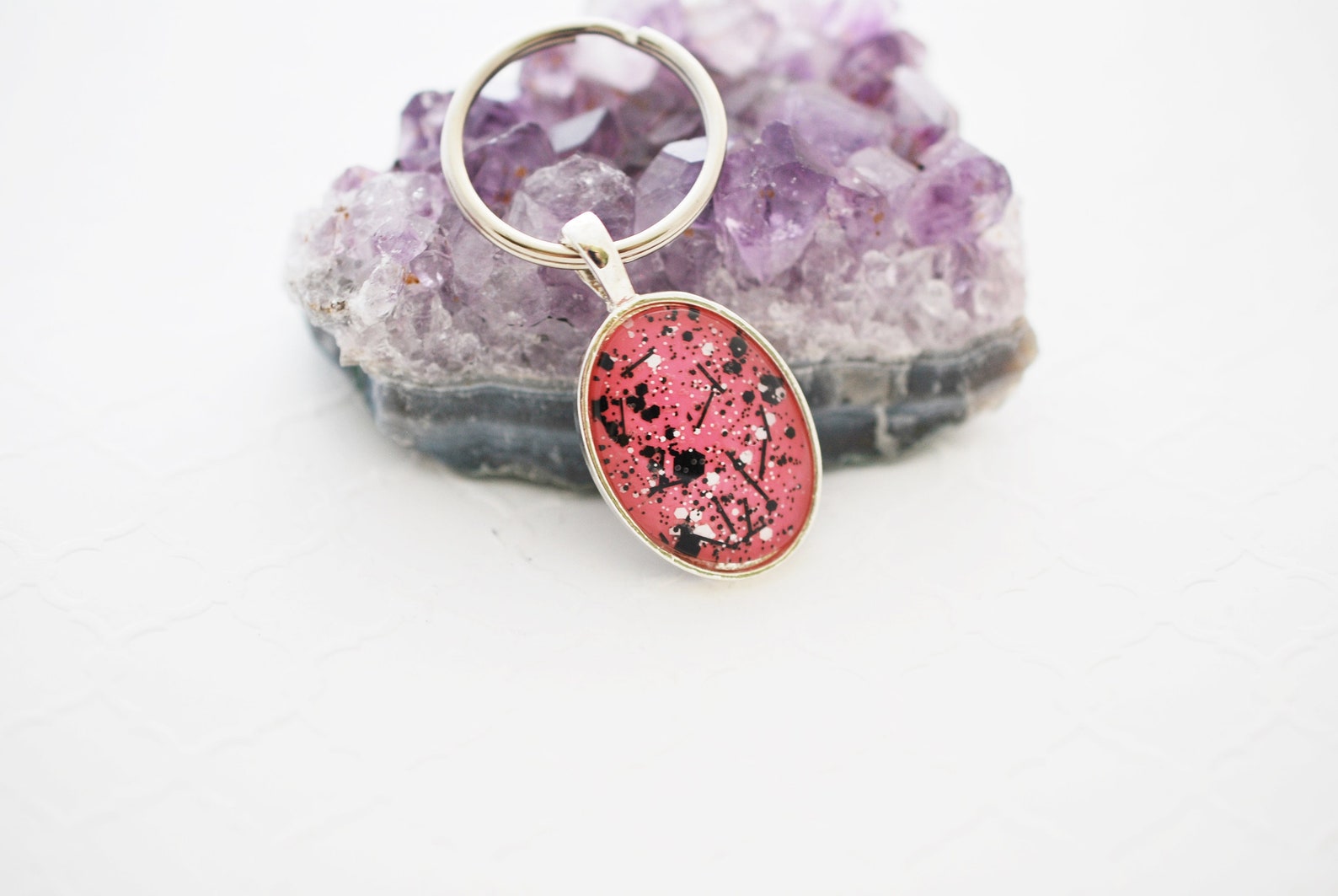 Hot Pink Key Ring Hot Pink Keychain Hot Pink Key Fob - Etsy