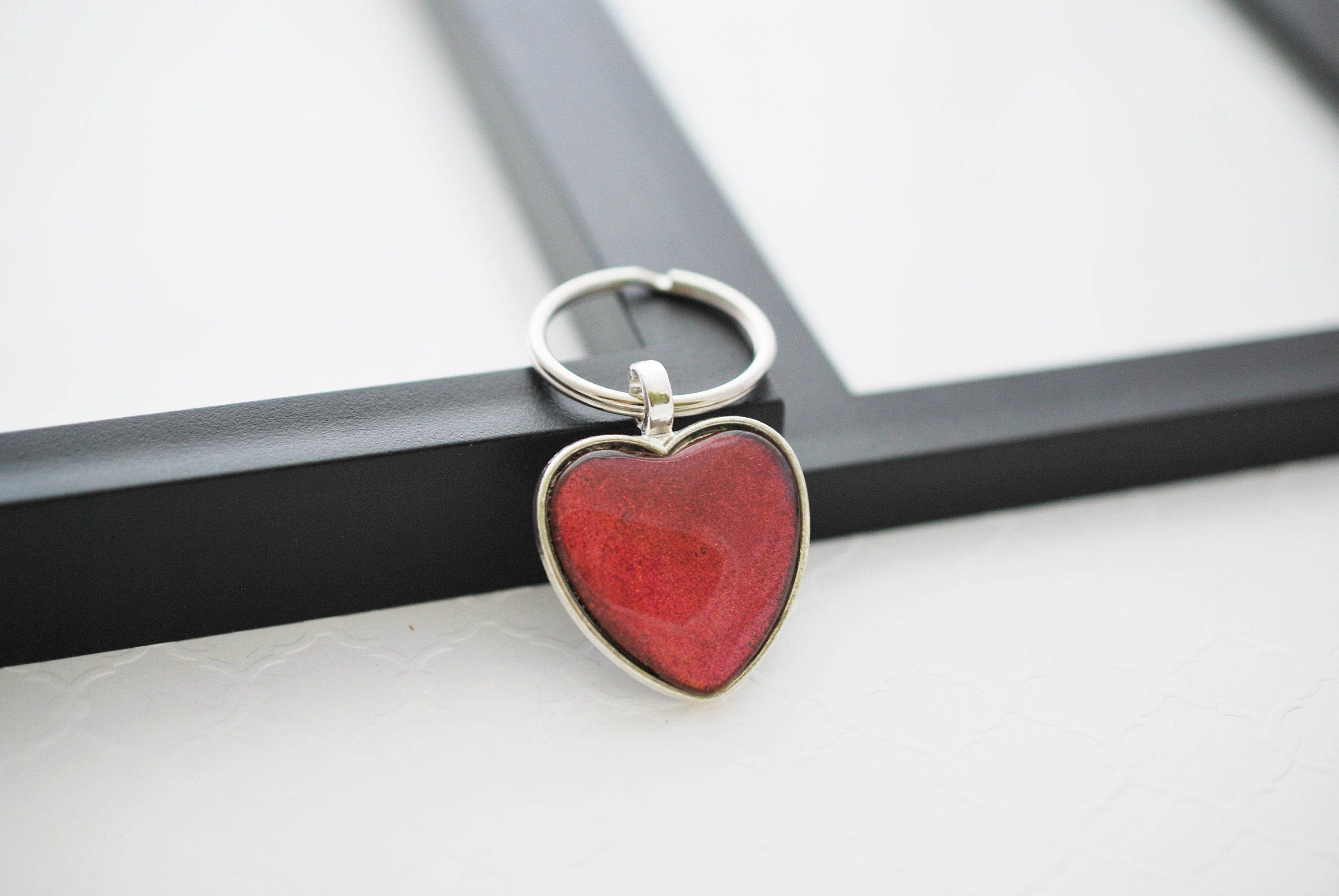 Red Keychain Red Key Ring Red Key Fob Glitter Keychain | Etsy