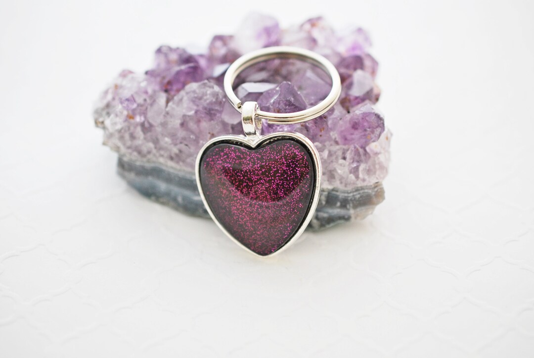Magenta Keychain, Magenta Key Ring, Magenta Key Fob, Glitter Keychain ...