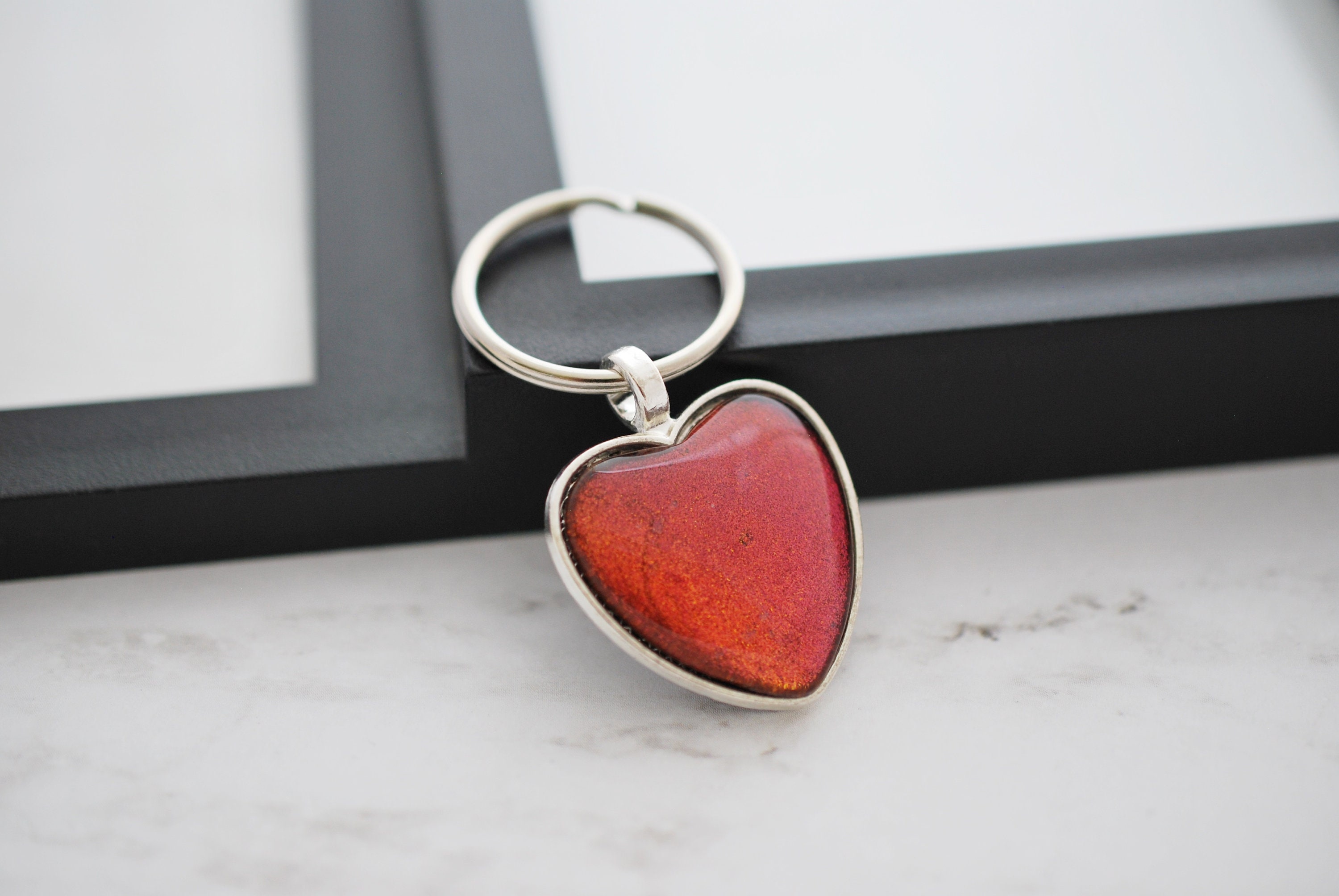 Red Keychain Red Key Ring Red Key Fob Glitter Keychain | Etsy