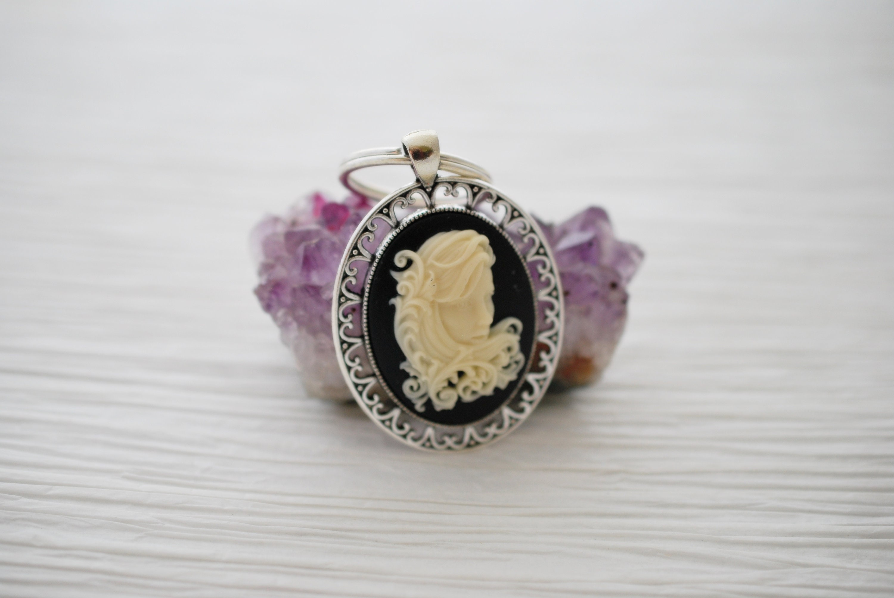 Goddess Keychain Cameo Keychain Goth Girl Lolita Black | Etsy