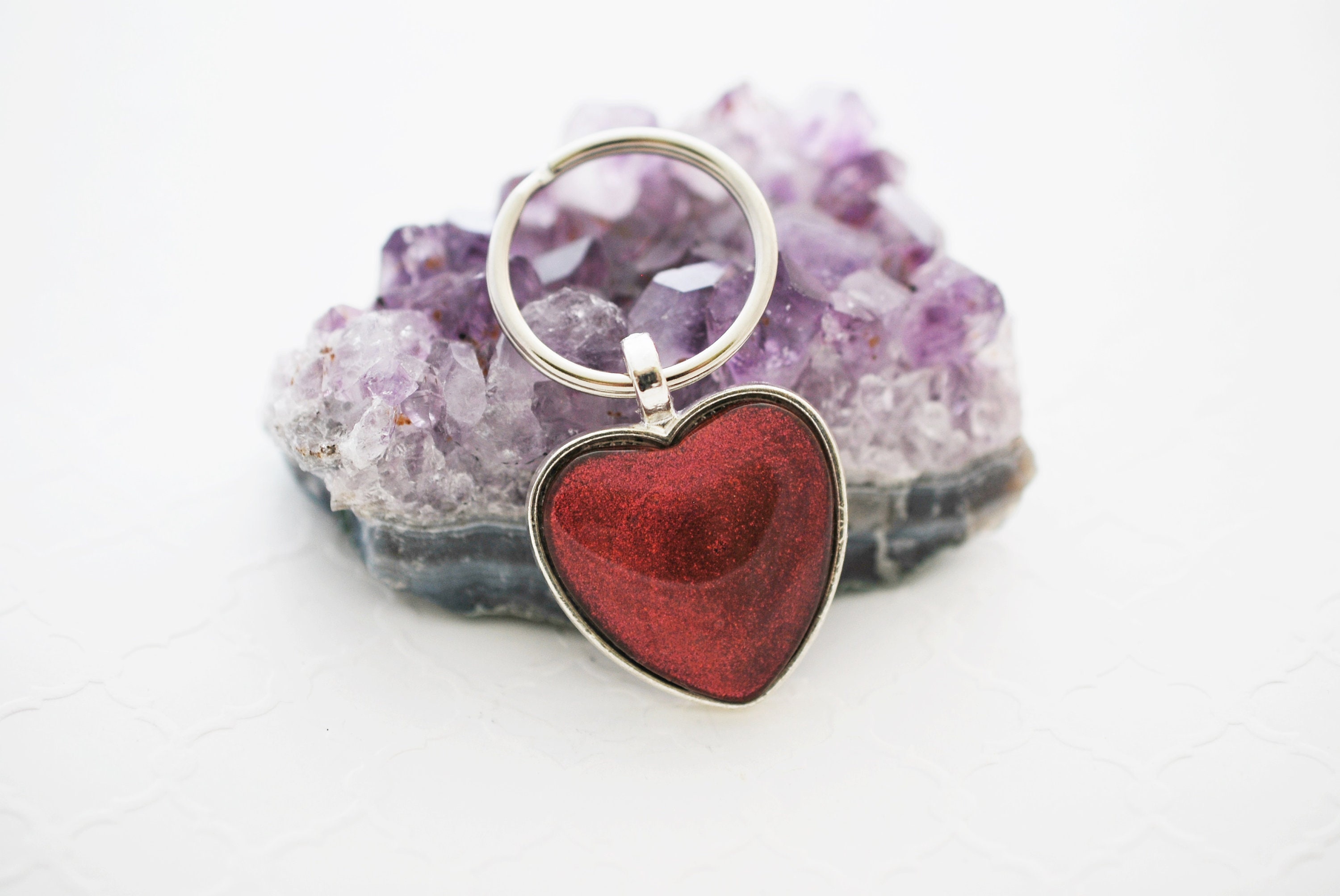 Red Keychain Red Key Ring Red Key Fob Glitter Keychain | Etsy